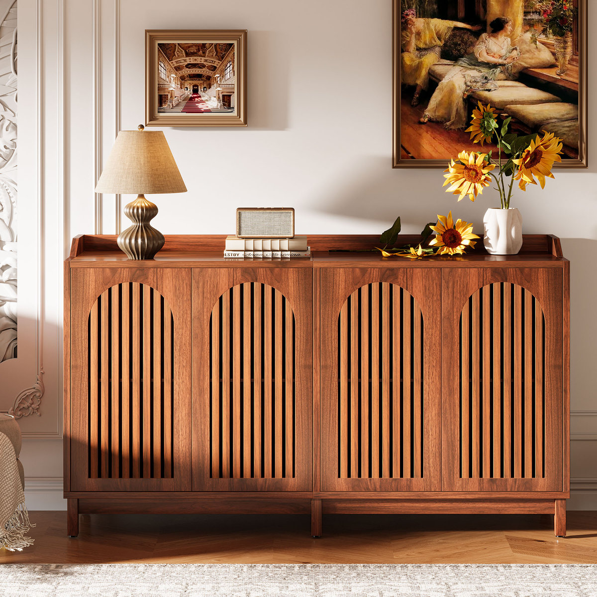 Ebern Designs 57" Sideboard Buffet Cabinet with Adjustable Shelves & Reviews | Wayfair